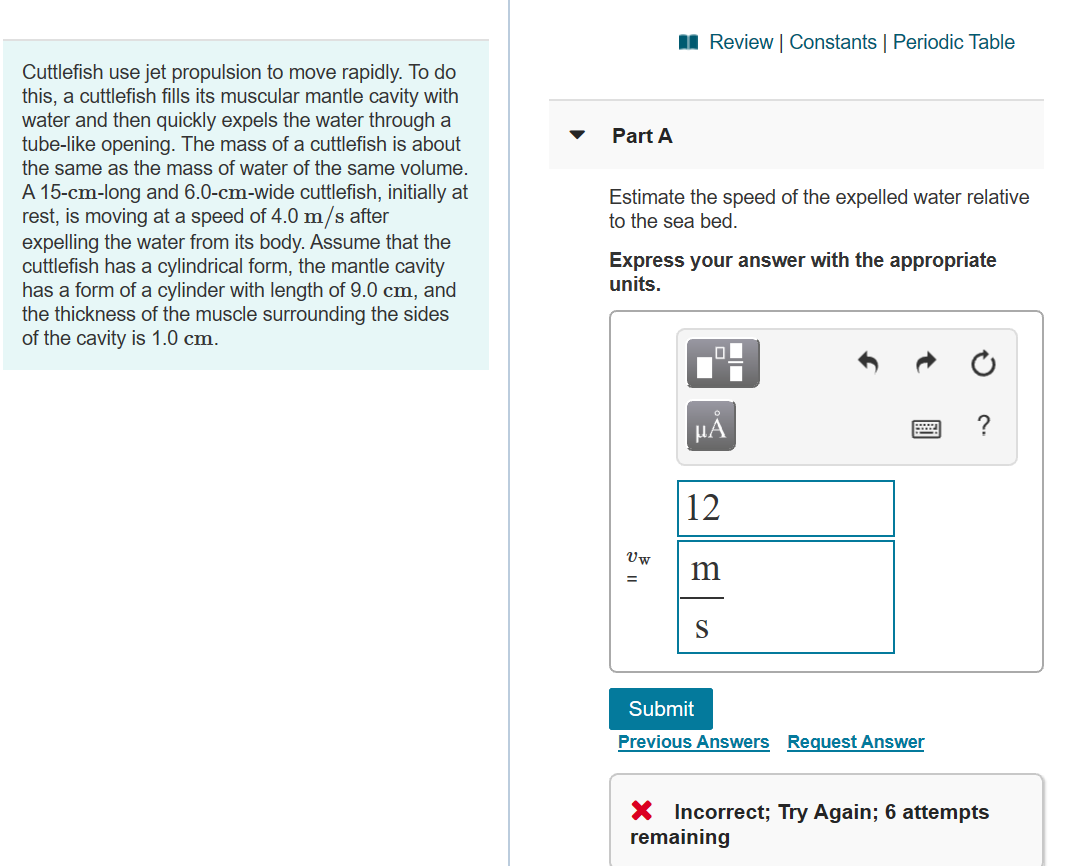 Solved in Review Constants Periodic Table Part A Cuttlefish | Chegg.com