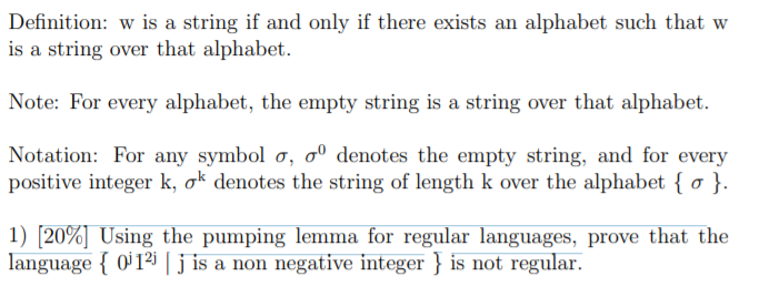 Solved Definition: w is a string if and only if there exists | Chegg.com