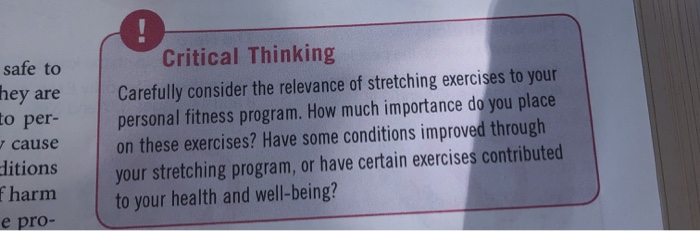 Solved Critical Thinking safe to Carefully consider the | Chegg.com
