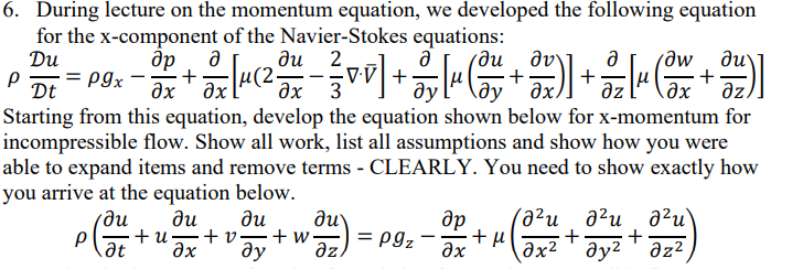 Solved = p9x 6. During lecture on the momentum equation, we | Chegg.com