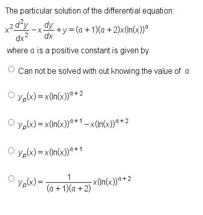 Solved The particular solution of the differential equation: | Chegg.com
