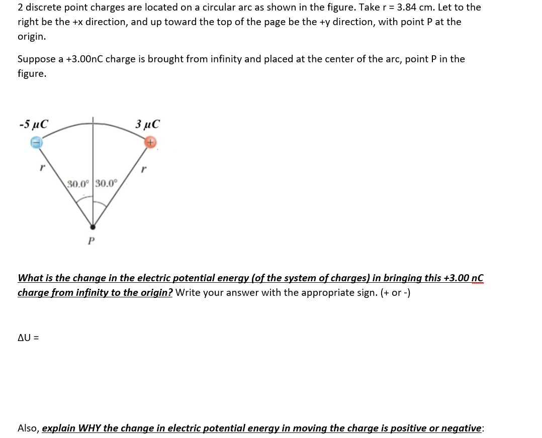 Solved 2 discrete point charges are located on a circular | Chegg.com