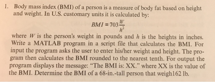 Solved Body mass index (BMI) of a person is a measure of | Chegg.com