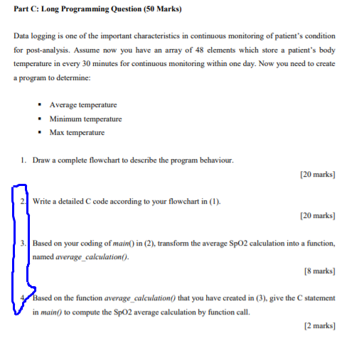 Solved Part C: Long Programming Question (50 Marks) Data | Chegg.com