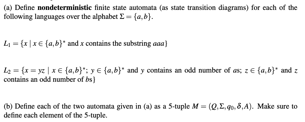Solved (a) Define nondeterministic finite state automata (as | Chegg.com