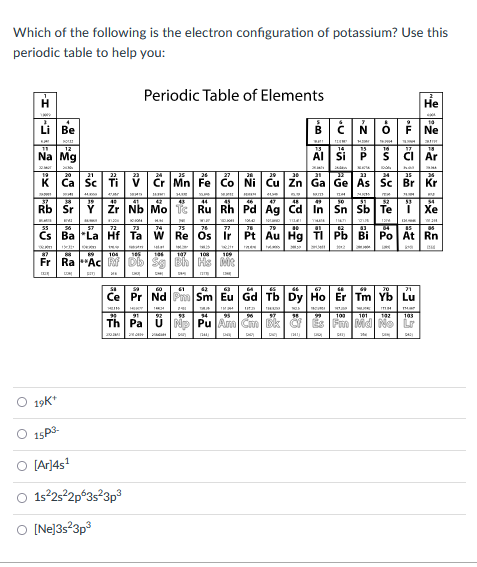 Periodic Table With Electron Configuration Printable