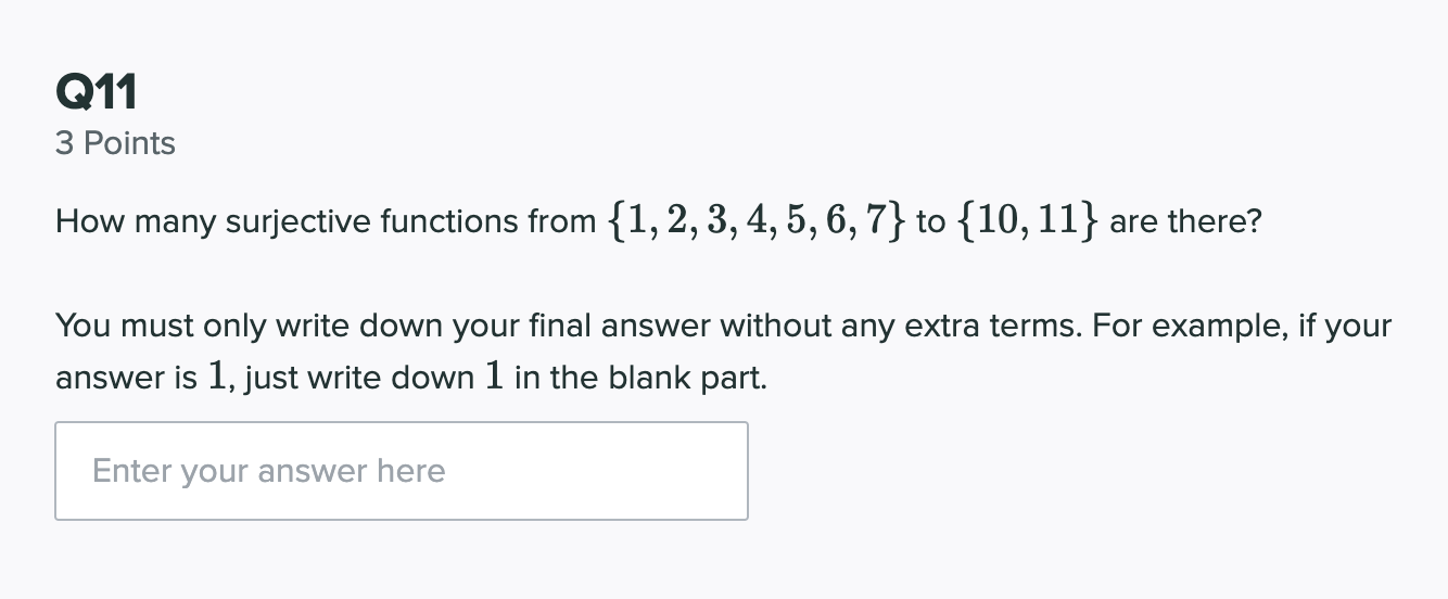 Solved Q11 3 Points How many surjective functions from | Chegg.com