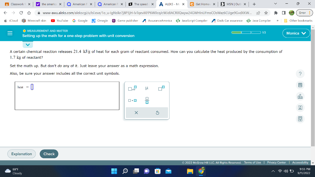[Solved]: A certain chemical reaction releases ( 21.4 ma