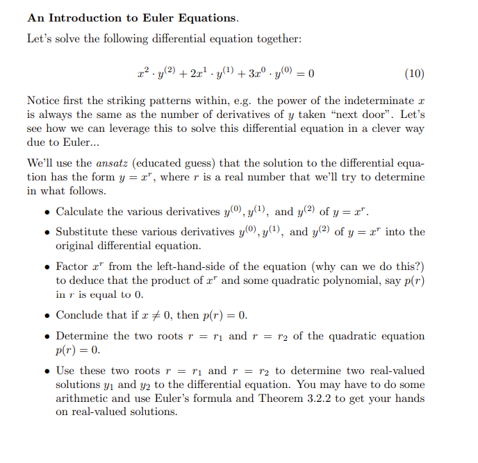Solved An Introduction to Euler Equations. Let's solve the | Chegg.com