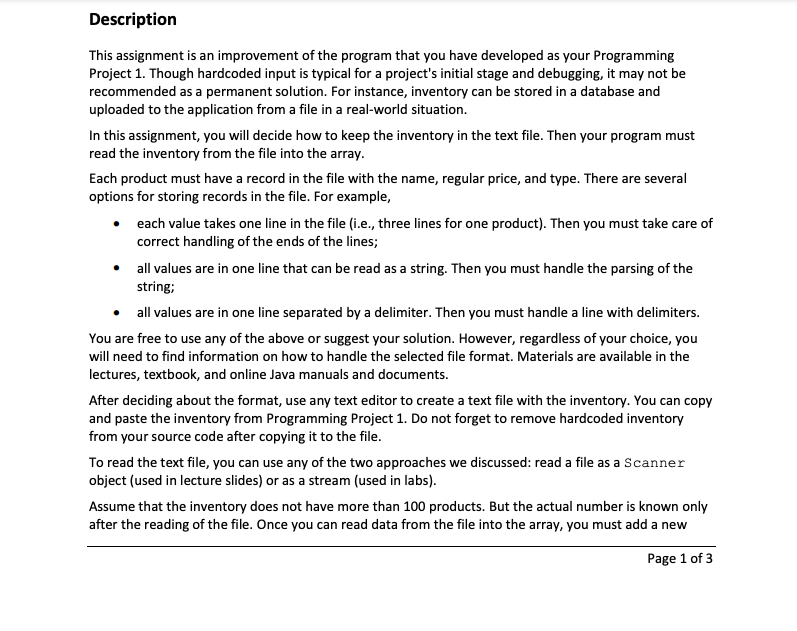 Solved Description This assignment is an improvement of the | Chegg.com
