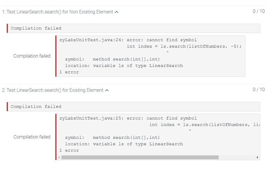 Solved public class LinearSearch { public static | Chegg.com