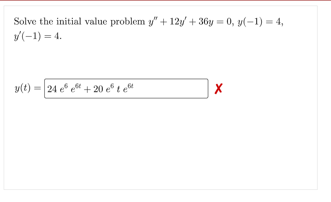 Solved Solve the initial value problem y" + 12y' + 36y = 0, | Chegg.com