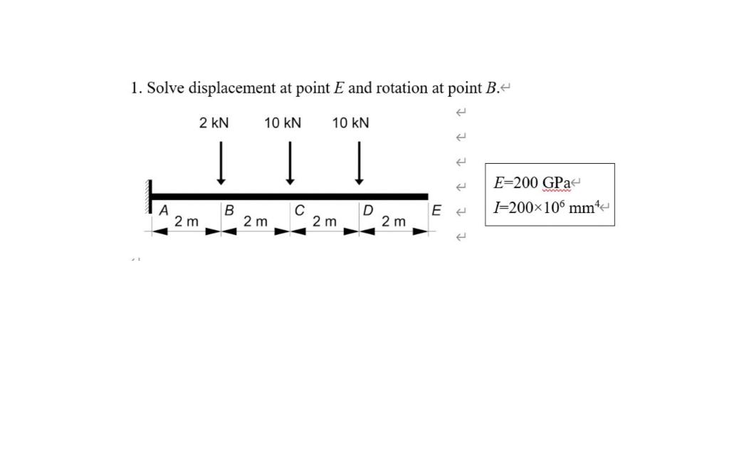 Solved 1. Solve displacement at point E and rotation at | Chegg.com