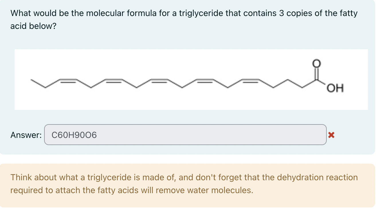 Solved The answer is also not C63H92O6 please don't answer | Chegg.com
