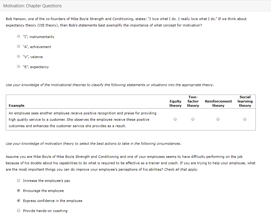 Solved Motivation: Chapter Questions Bob Hanson, one of the | Chegg.com