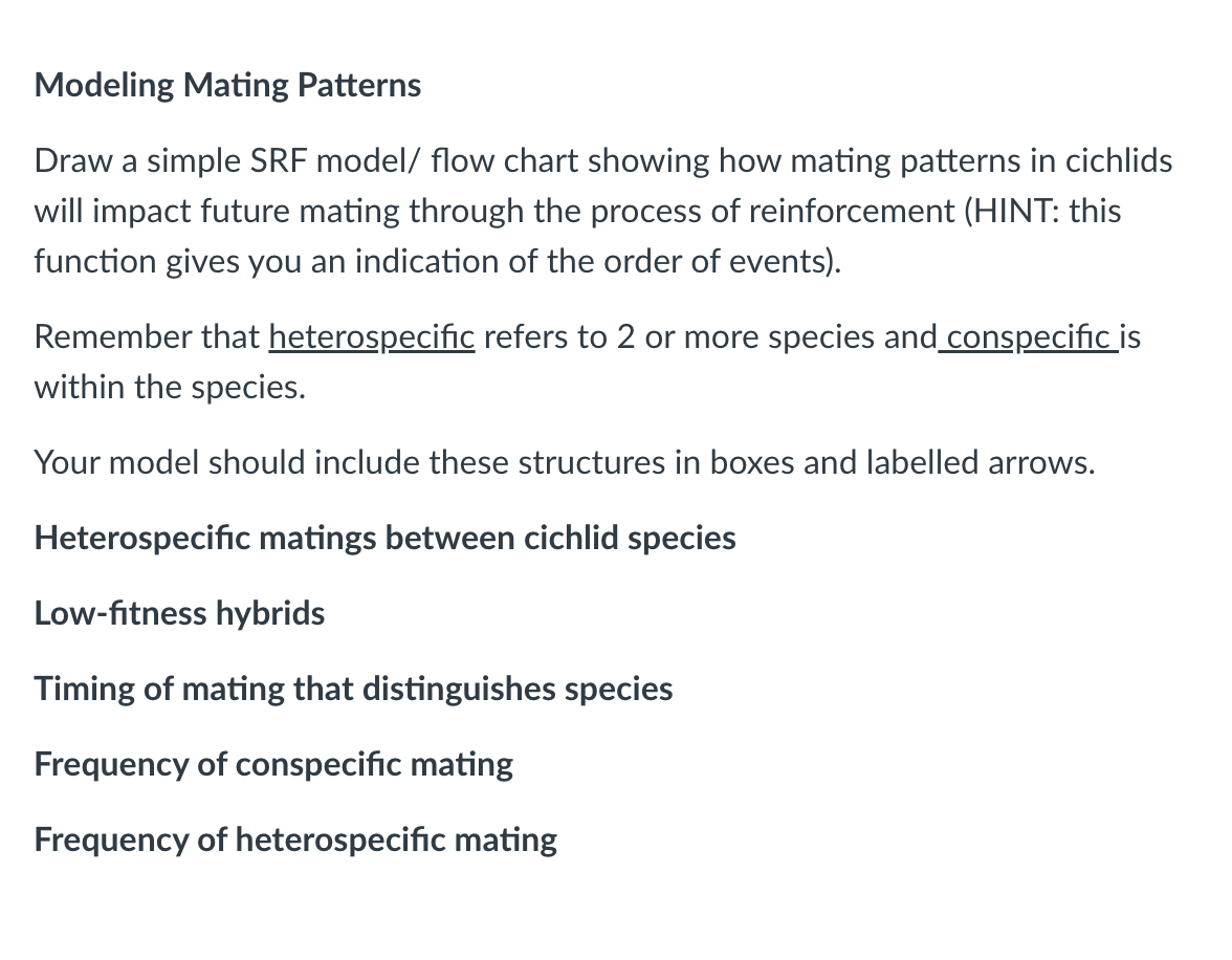 Solved Modeling Mating Patterns Draw a simple SRF model/ | Chegg.com