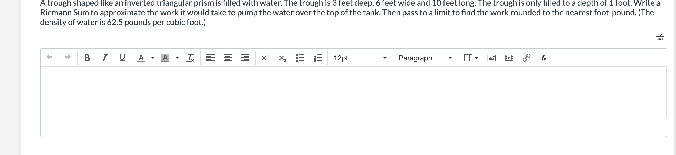 Solved A trough shaped like an inverted triangular prism is | Chegg.com