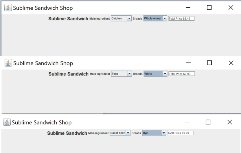 Solved Design an application for the Sublime Sandwich Shop. | Chegg.com