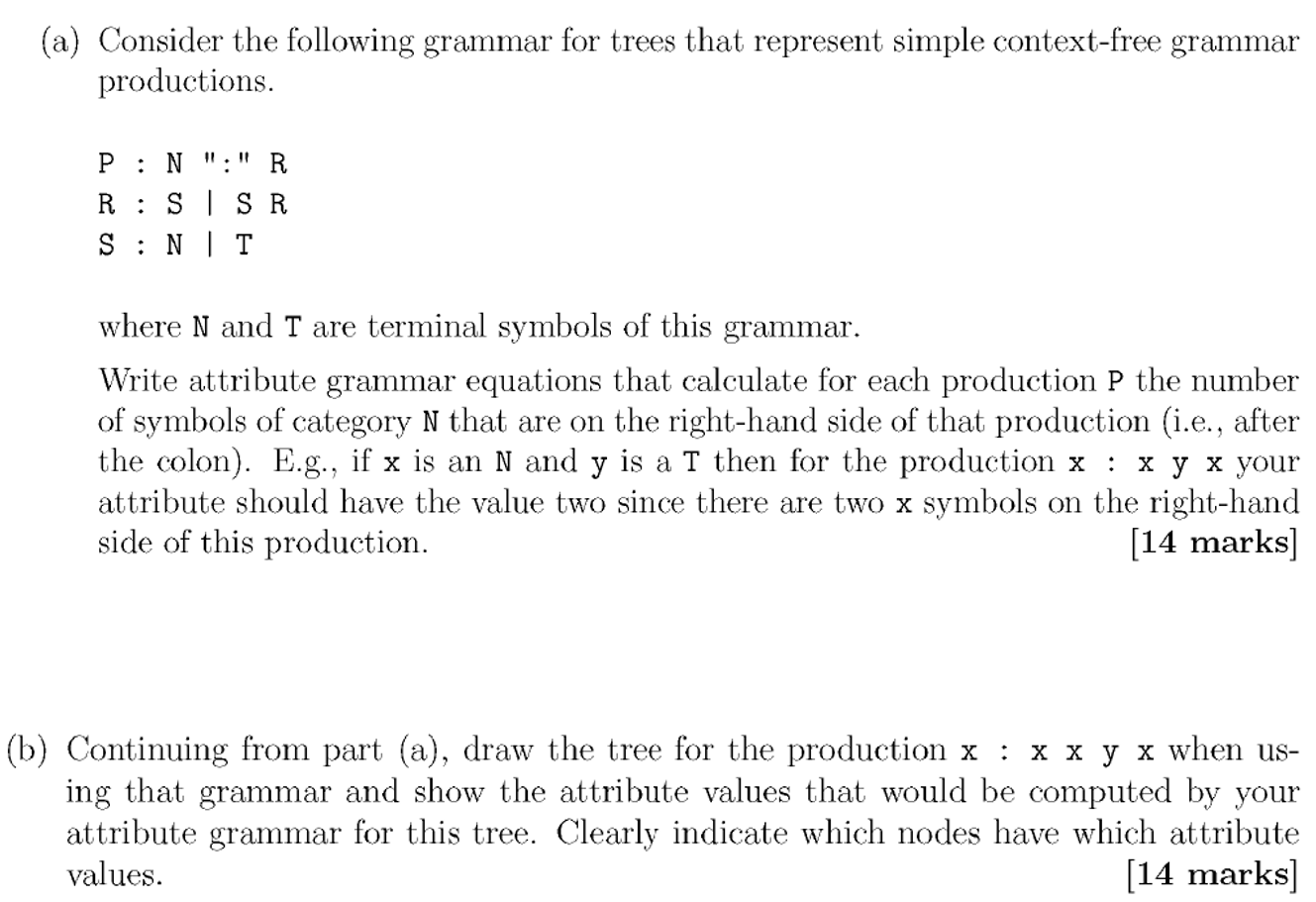 Solved (a) Consider the following grammar for trees that | Chegg.com