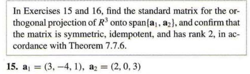 Solved In Exercises 15 and 16, find the standard matrix for | Chegg.com