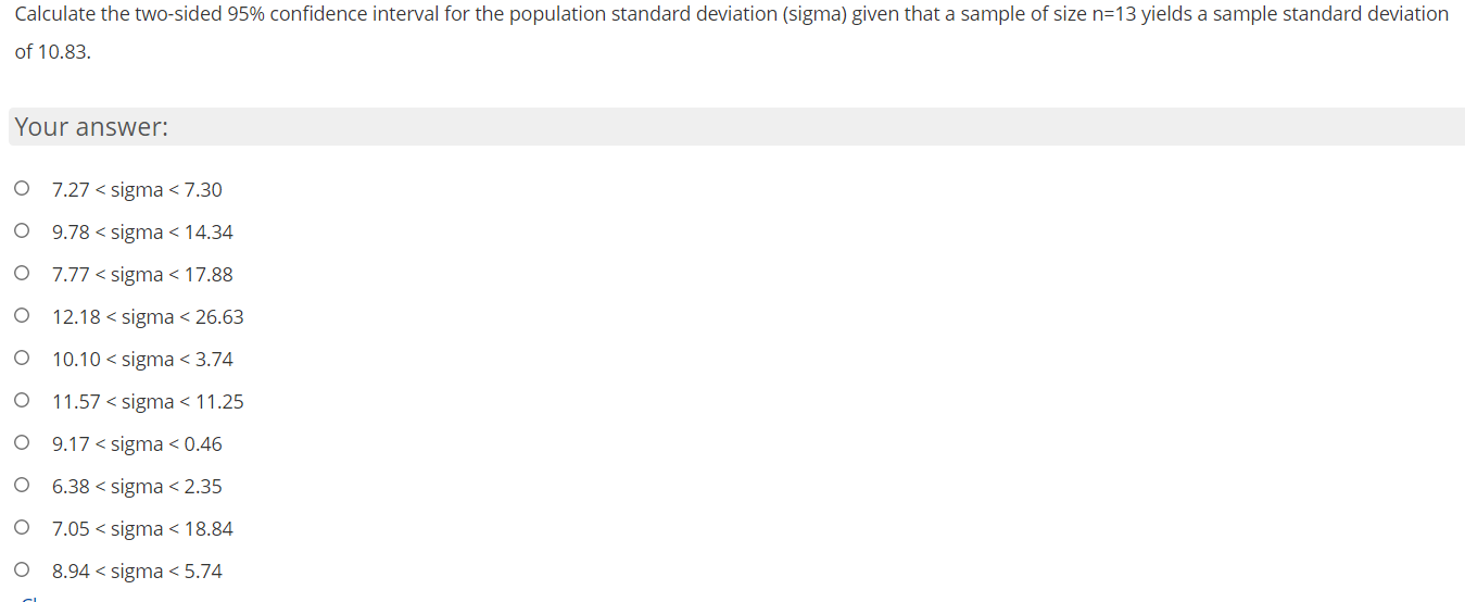 Solved Calculate the two-sided 95% confidence interval for | Chegg.com