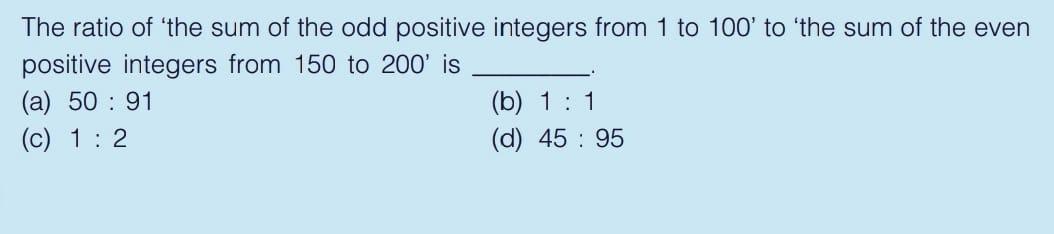 Solved The ratio of the sum of the odd positive integers | Chegg.com