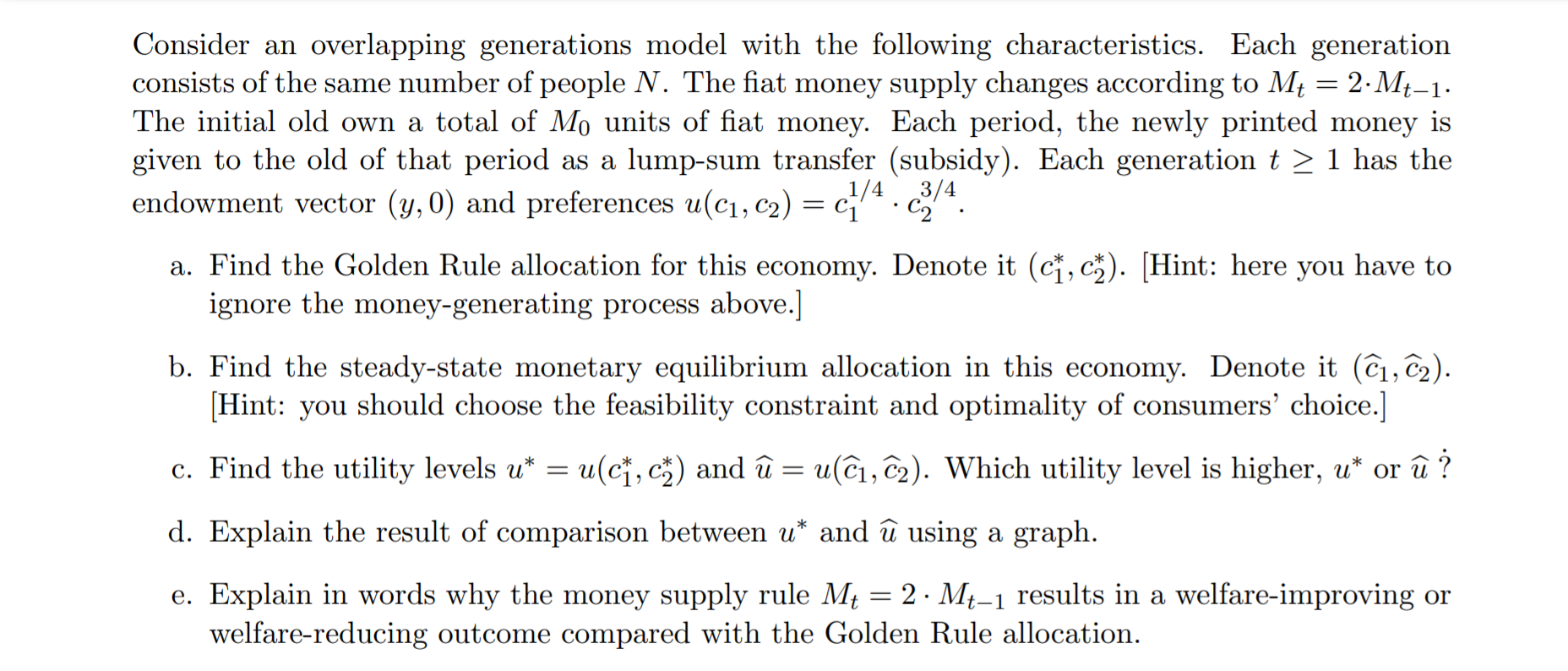 Solved Consider An Overlapping Generations Model With