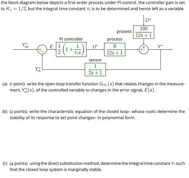 Solved the block diagram below depicts a first-order process | Chegg.com