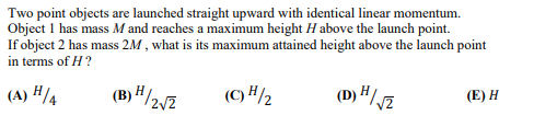 Solved Two point objects are launched straight upward with | Chegg.com
