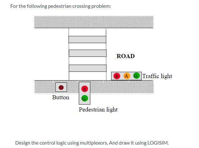Solved For the following pedestrian crossing problem: ROAD | Chegg.com