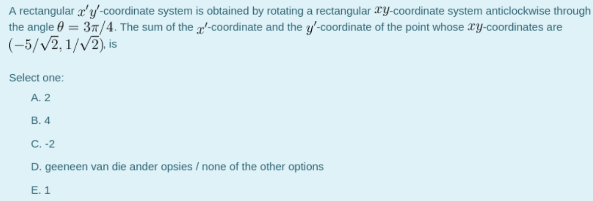 Solved A rectangular x'y'-coordinate system is obtained by | Chegg.com