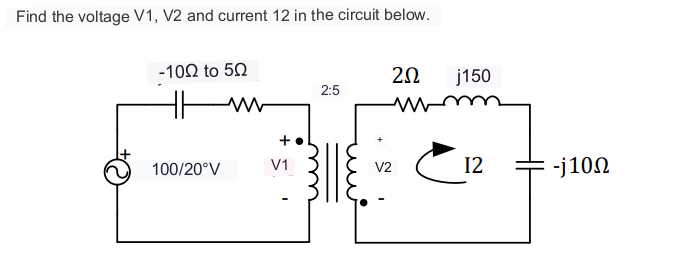 Solved Find the voltage V1, V2 and current 12 in the circuit | Chegg.com