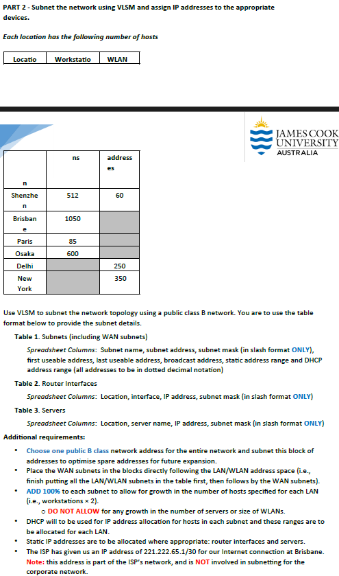 Solved Use VLSM to subnet the network topology using a | Chegg.com