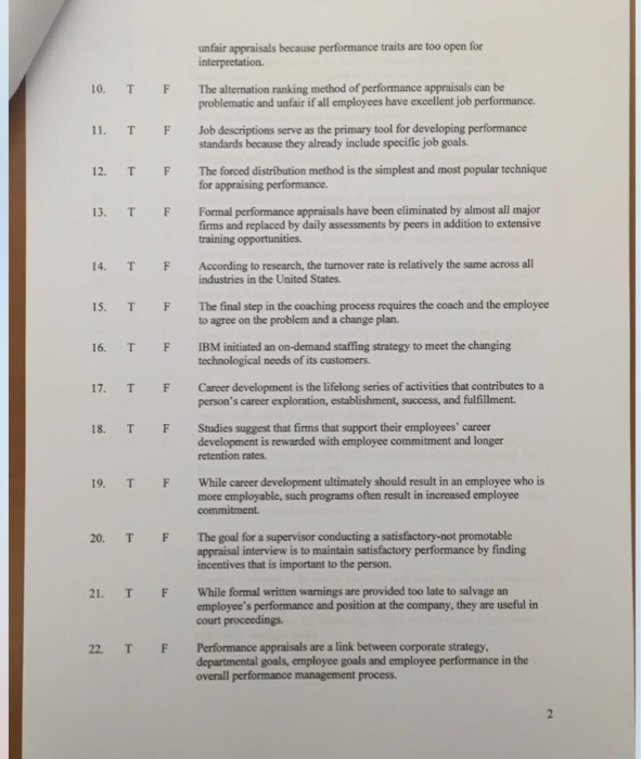 Solved Unfair appraisals because performance traits are too | Chegg.com
