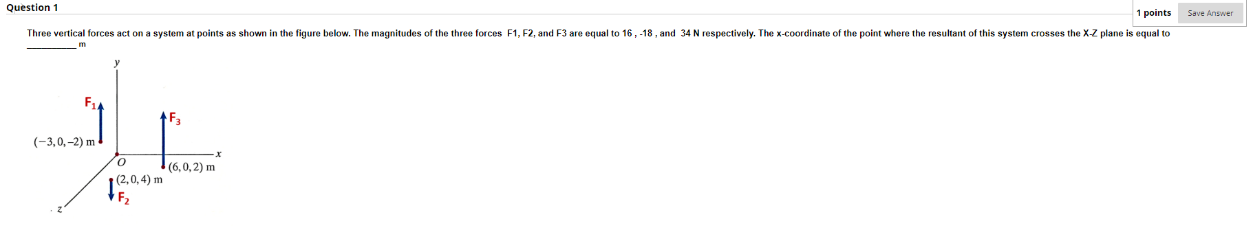 Solved Three vertical forces act on a system at points as | Chegg.com