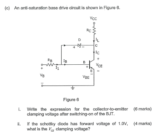 (c) An anti-saturation base drive circuit is shown in | Chegg.com