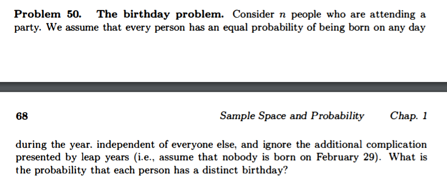 Solved The birthday problem. Consider n people who are | Chegg.com