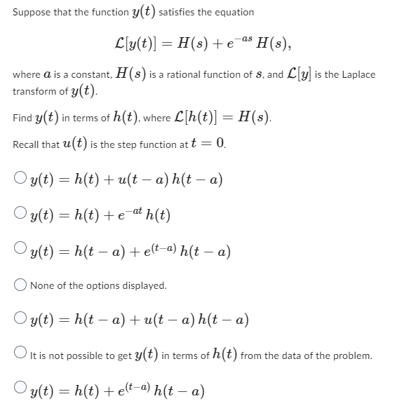 Solved Suppose that the function y(t) satisfies the equation | Chegg.com