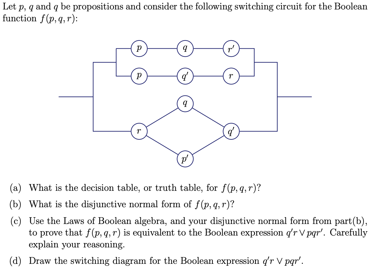 Solved Let p, q and q be propositions and consider the | Chegg.com