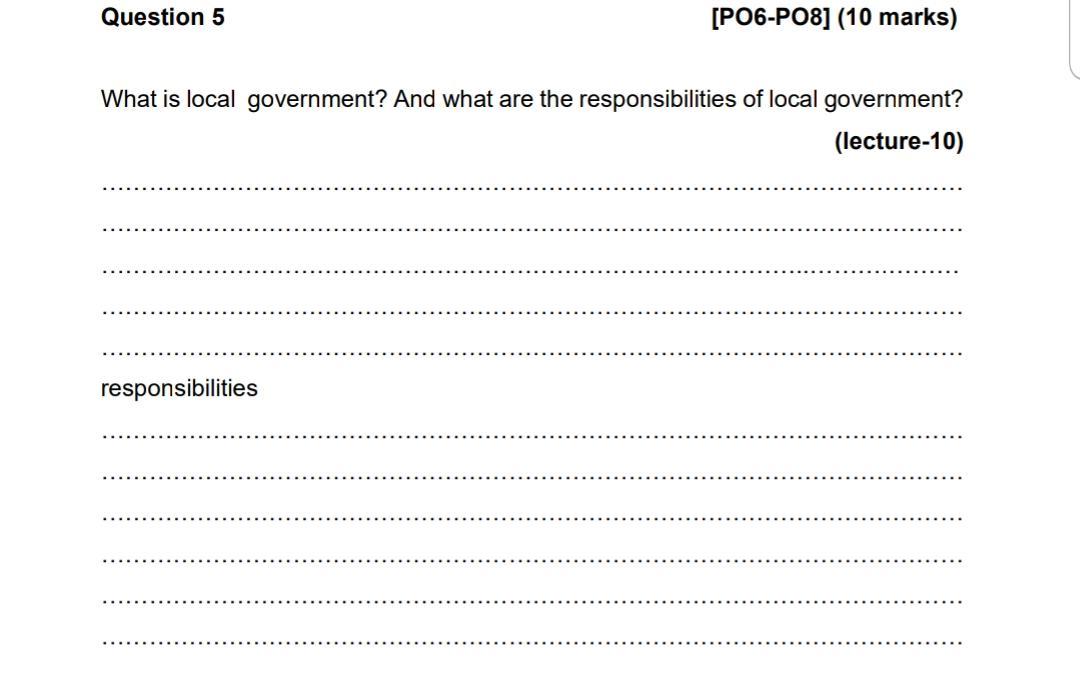 Solved Question 5 [PO6-P08] (10 marks) What is local | Chegg.com
