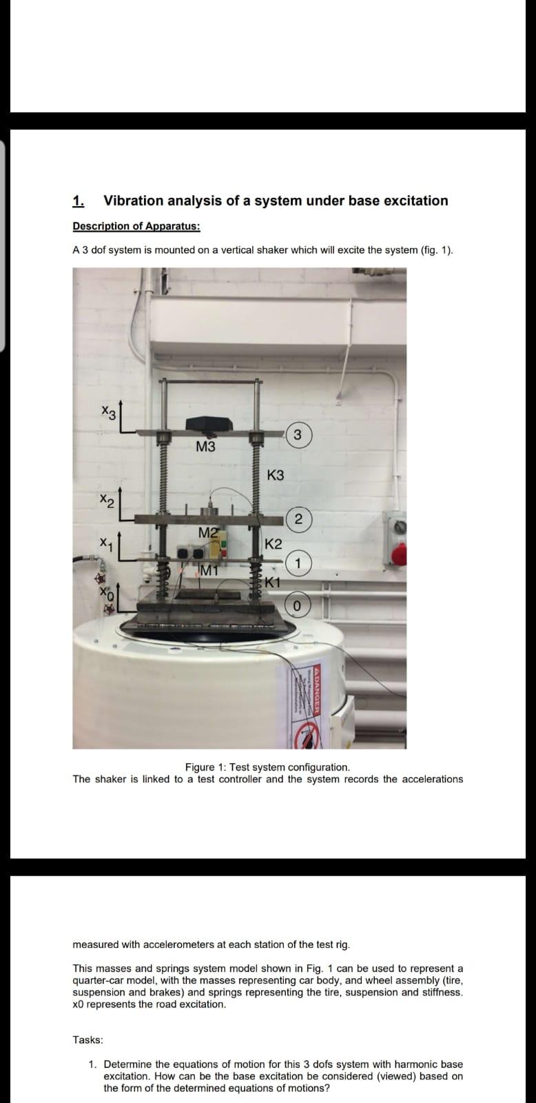 Solved 1. Vibration analysis of a system under base | Chegg.com