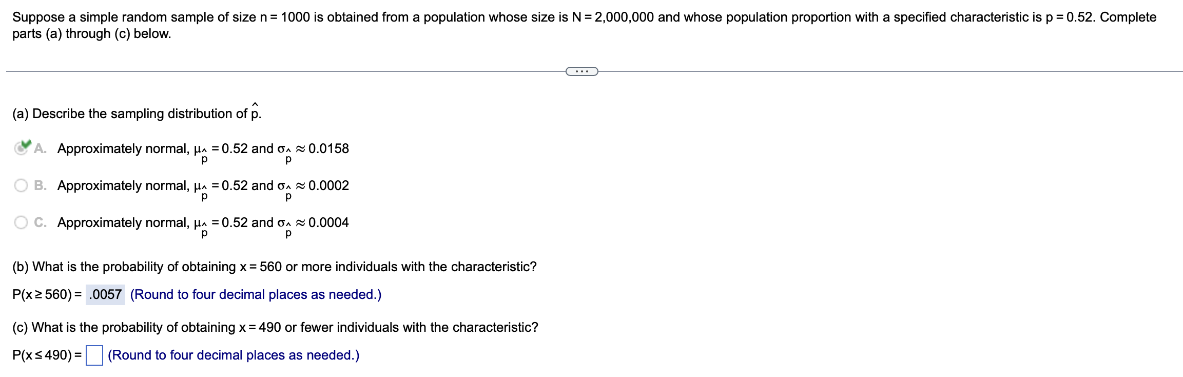Solved Suppose a simple random sample of size n=1000 is | Chegg.com