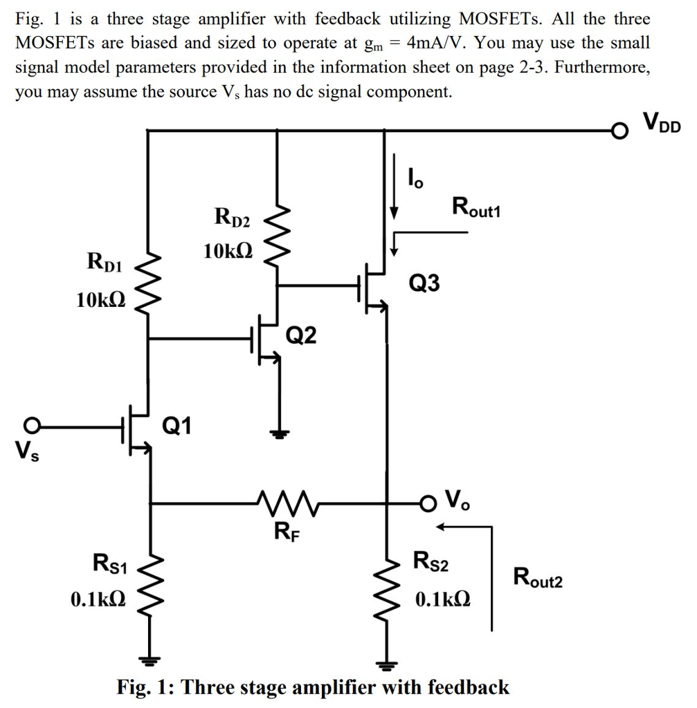 Fig. 1 is a three stage amplifier with feedback | Chegg.com