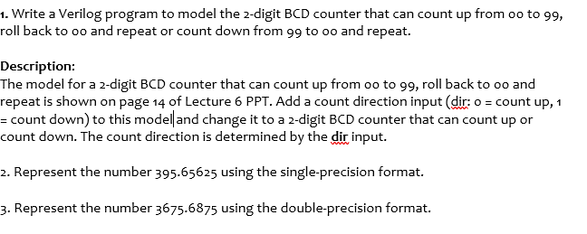 Solved 1 Write A Verilog Program To Model The 2 Digit Bcd 0451