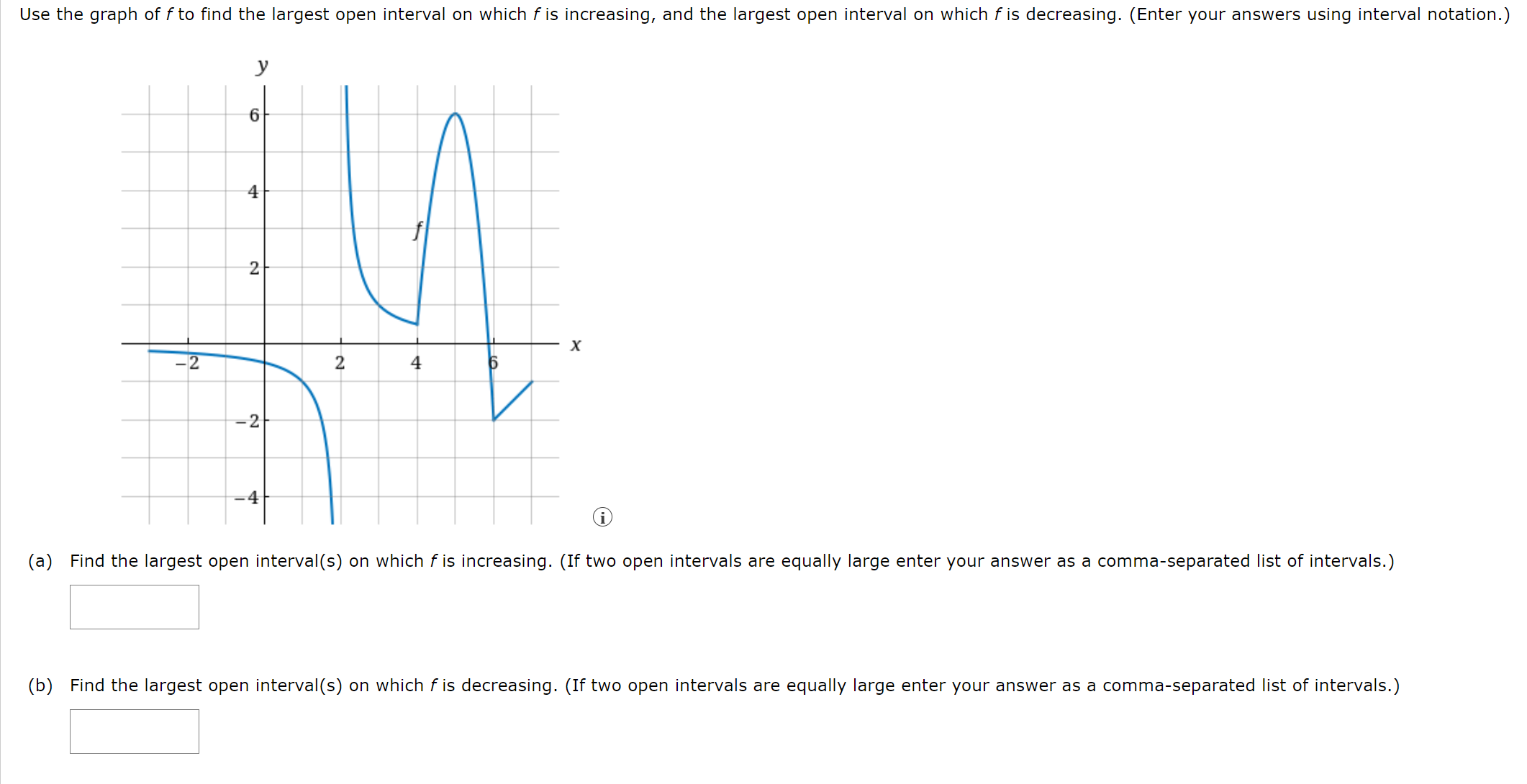 Solved (a) Find the largest open interval(s) on which f is | Chegg.com