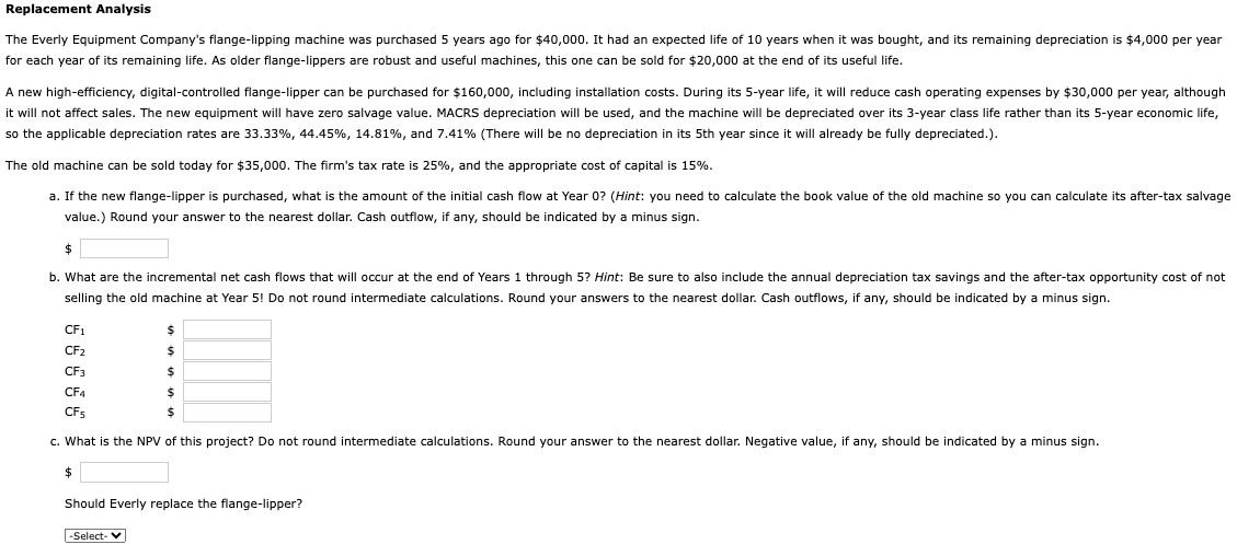 Solved Replacement Analysisfor each year of its remaining | Chegg.com