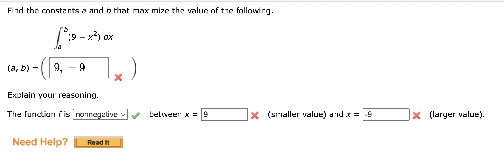 Solved Find the constants a and b that maximize the value of | Chegg.com