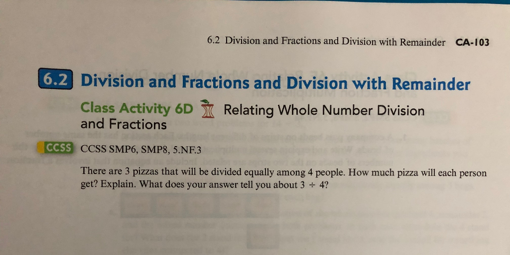 Solved 6.2 Division and Fractions and Division with | Chegg.com