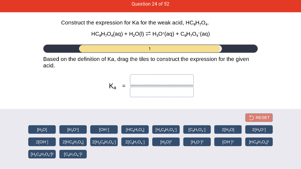 Solved Question 24 of 52 Construct the expression for Ka for | Chegg.com