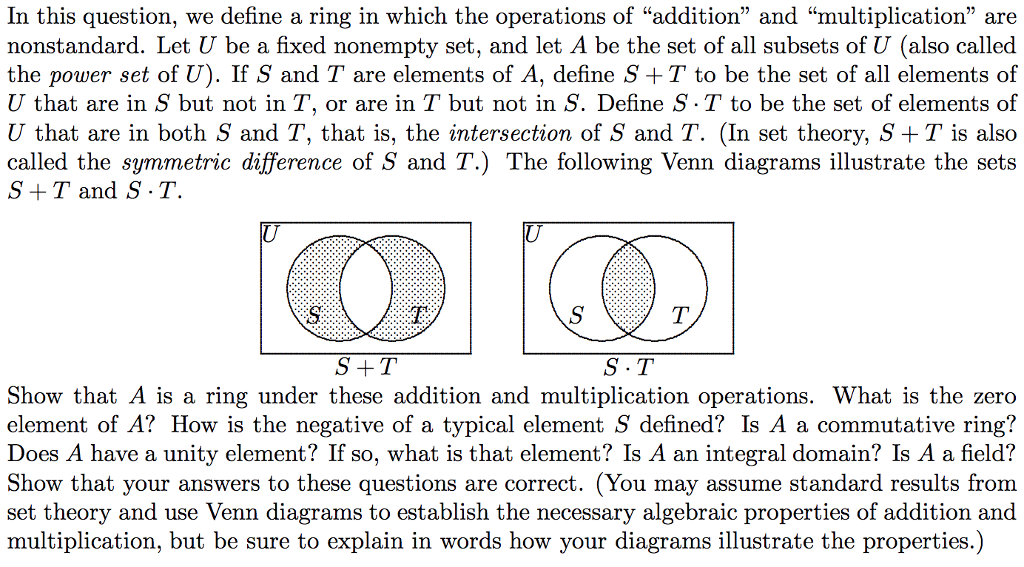 Solved In this question, we define a ring in which the | Chegg.com